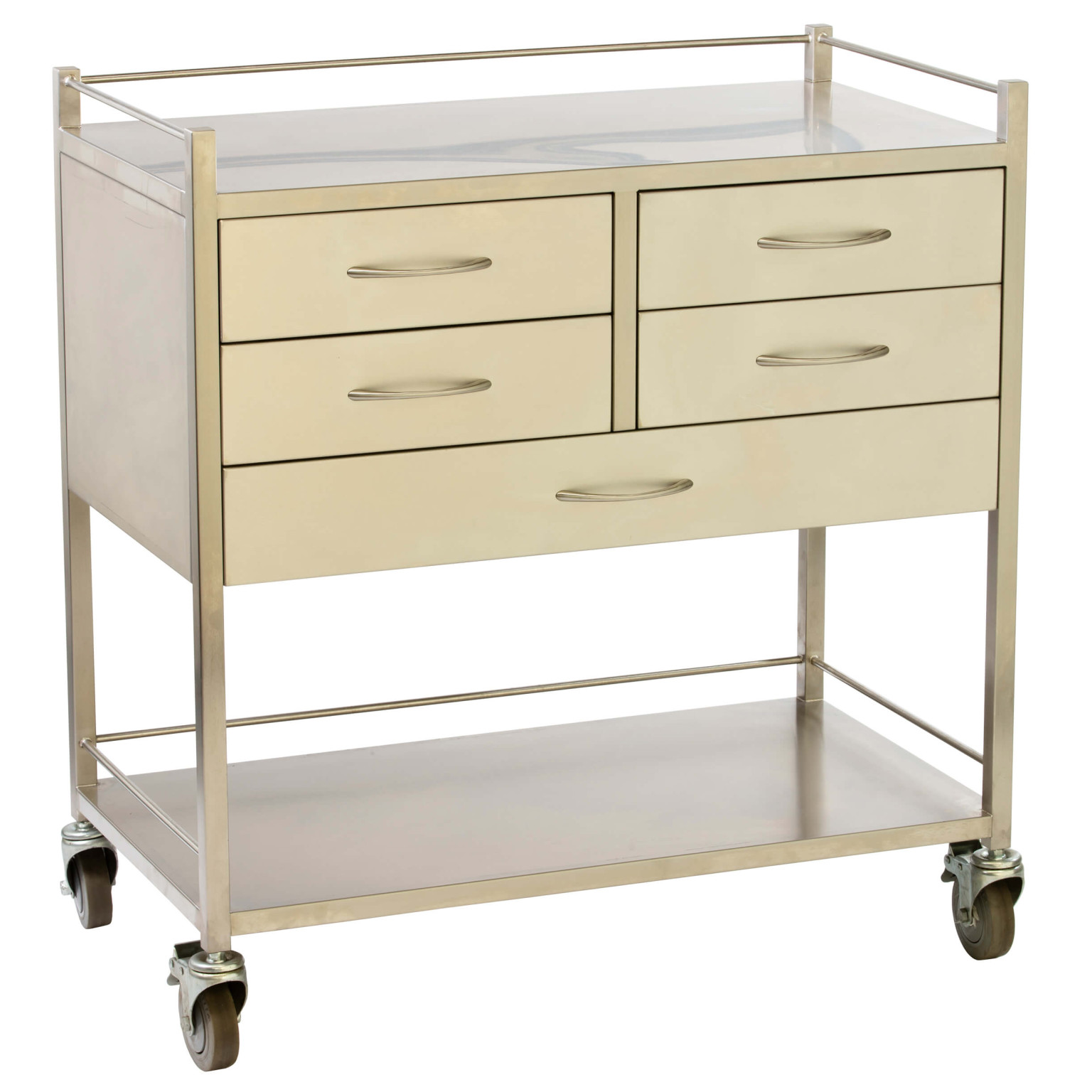 Stainless Steel Suture Trolleys - 4 Half Drawers and 1 x Full Drawer, 1 ...