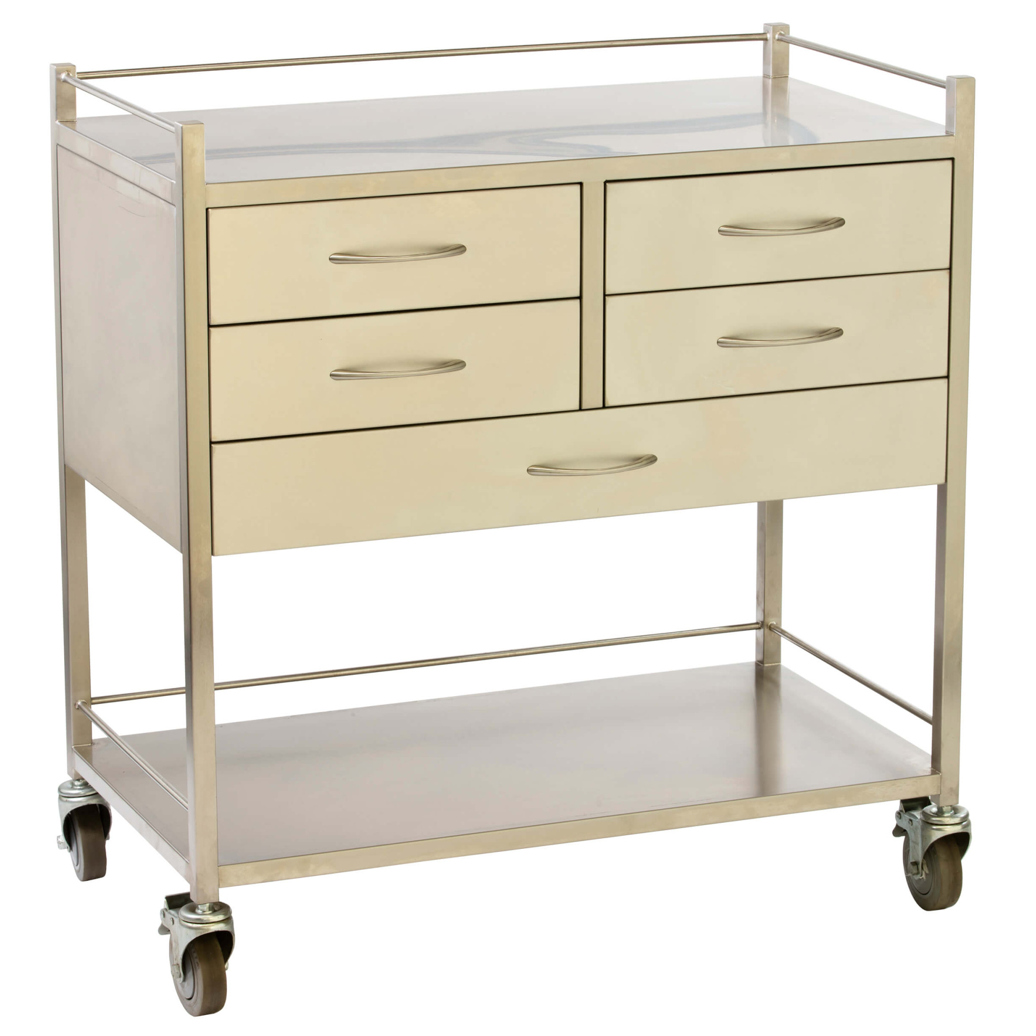 Stainless Steel Suture Trolleys - 4 Half Drawers and 1 x Full Drawer, 1 ...