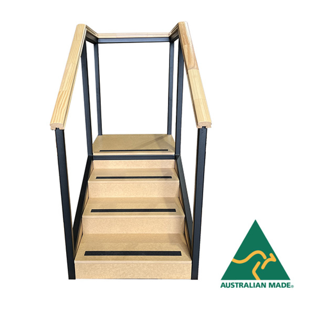 Access Rehab Single Stairs with Platform and Timber Handrails ...
